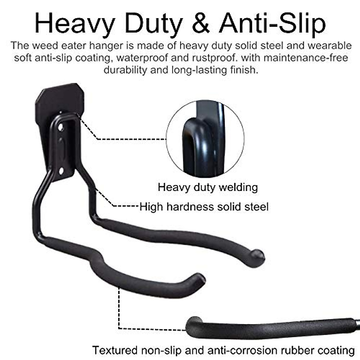 String Trimmer Hanger Bracket, Garden Lawn Trimmer Wall Mount, Falezern 1 Pcs Heavy Duty Weed Eater Rack For Garage. Garden Tool Organizer and Storage Hooks for Garage Trimmer, Garden Wall, Tool Room.