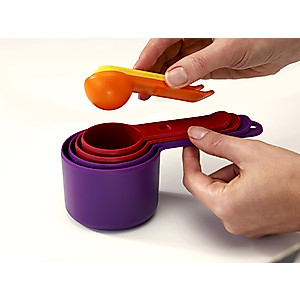 Joseph Joseph Nest Lock 10-Piece Food Storage Container Set + Nest Measure 8-Piece Measuring Cup and Spoon Set