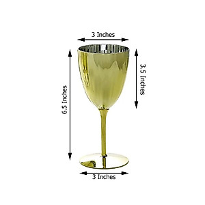 Efavormart Set of 6-8Oz - Gold Metallic Premium Disposable Wine Glasses, Stemmed Wine Goblets for Wedding, Outdoor Receptions, Banquets, Holiday Dining