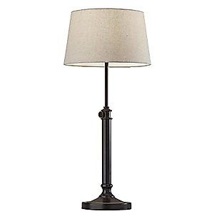 Adesso SL1150-01 Mitchell Table Lamp Set, 24.5-32.5 in, 100W, Antique Black Finish, 2 Metal Lamps