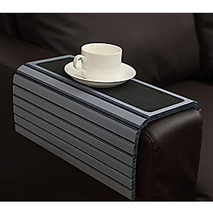 GEHE Sofa Arm Tray Table for Couch Flexible/Foldable Sofa Tray Couch arm Table Perfect for Drinks Snacks Remote Control or Phone Great arm Tray for Couch armrest (Grey)
