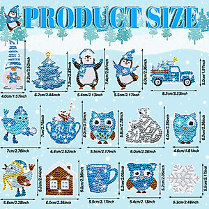 Inbagi 15 Pcs Winter Diamond Painting Keychains Blue Diamond Art Keychains Winter Gnome Snowflakes Diamond Painting Key Chains Diamond Art Key Rings Pendant 5D DIY Diamond Decoration (Winter Style)
