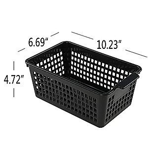 AnnkkyUS 6-pack Plastic Storage Basket, Small Organizer Bins, Black