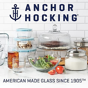 Anchor Hocking 16 Piece Glass Storage Containers with Lids (8 Glass Food Storage Containers & 8 Red SnugFit Lids)
