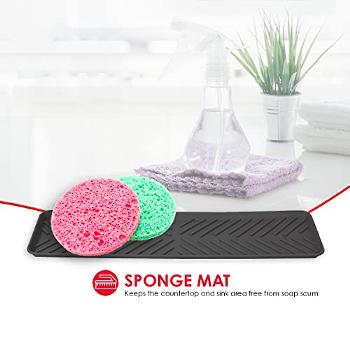 Home Basics Ridged Plastic Non-Skid Dish Drying Mat, Grey (1)