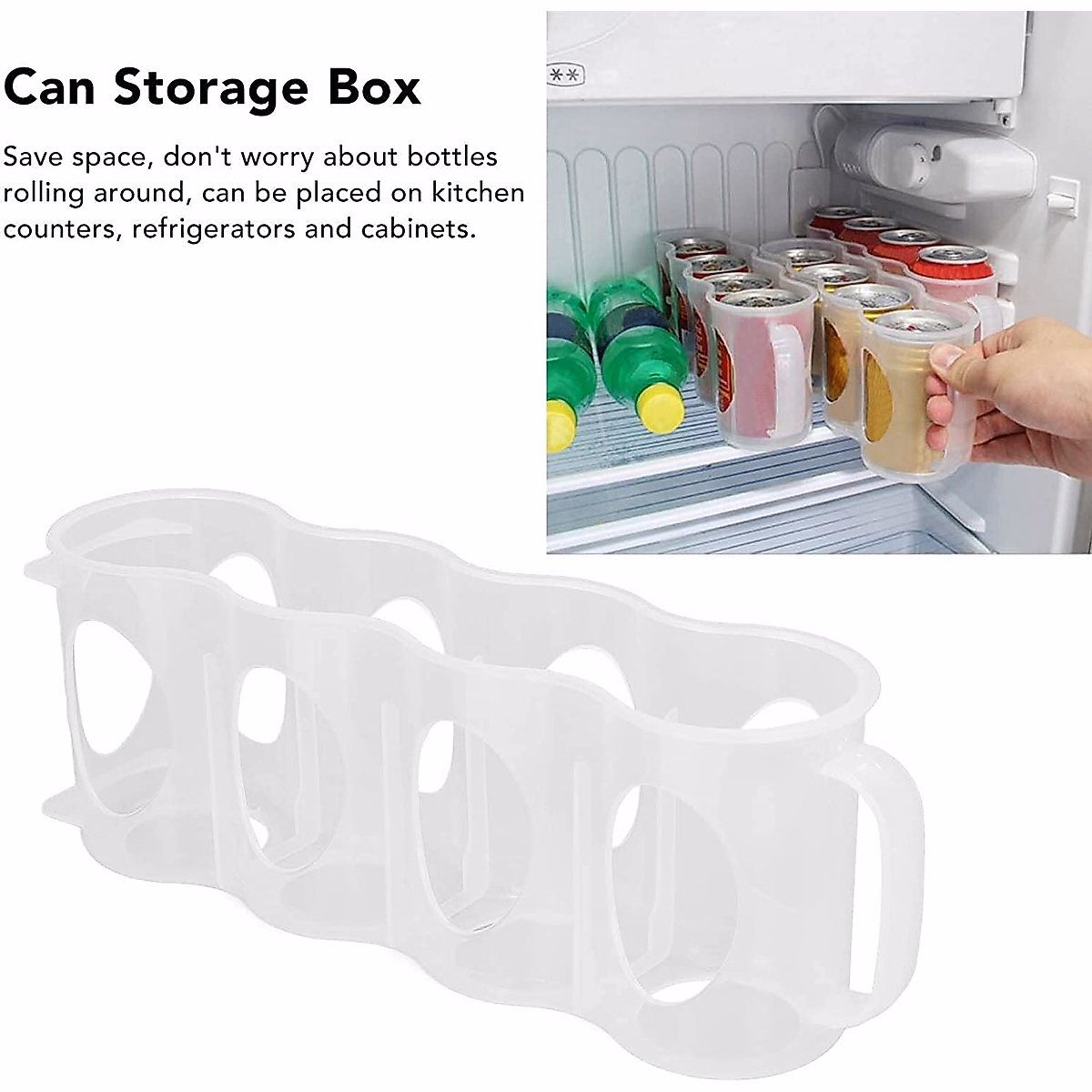 MOXAS Soda Can Organizer for Refrigerator Shelf, Drink Organizer for Fridge，Soda Can Beverage Holder,Fridge Storage Sliding Rack 2-Pack