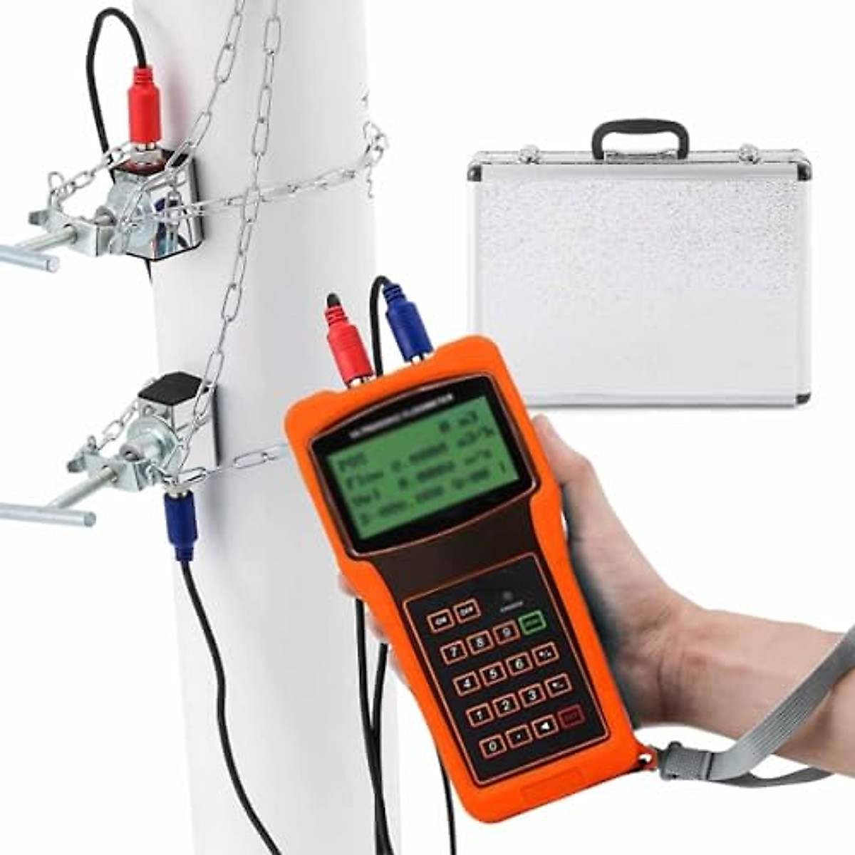 ZWJABYY Ultrasonic Flow Meter TUF-2000H Liquid Water Flow Control Meter Flowmeter Counter LCD Display,with TS-2/TM-1/TL-1 Clamp-on Transducers DN15-DN6000mm,DN50-DN700