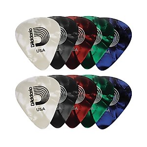 D'Addario Celluloid Guitar Picks - Guitar Accessories - Guitar Picks for Acoustic Guitar, Electric Guitar, Bass Guitar - Natural Feel, Warm Tone - Assorted, Medium 0.70mm, 10 Count (Pack of 1)