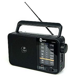 HDi Audio Home Portable AM/FM Radio, Battery Operated, Or AC Power, | Headphone Jack | Big Speaker | Large Operated Analog Radio | Black