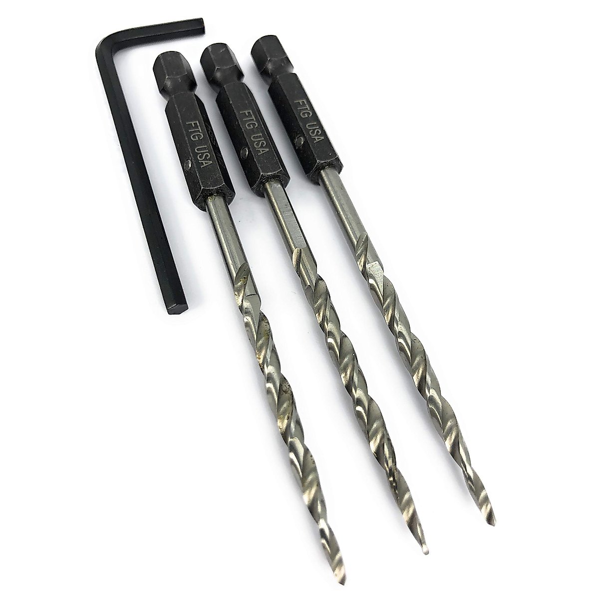 FTG USA Countersink Drill Bit Set 6 Pc #6 (9/64") Wood Countersink Drill Bit Pro Pack Countersink Set, with 3 Replacement Tapered Countersink Bit #6(9/64"), 1 Stop Collar, Hex Wrench