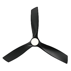 Zephyr Smart Indoor and Outdoor 3-Blade Ceiling Fan 62in Matte Black with 3000K LED Light Kit and Remote Control works with Alexa, Google Assistant, Samsung Things, and iOS or Android App