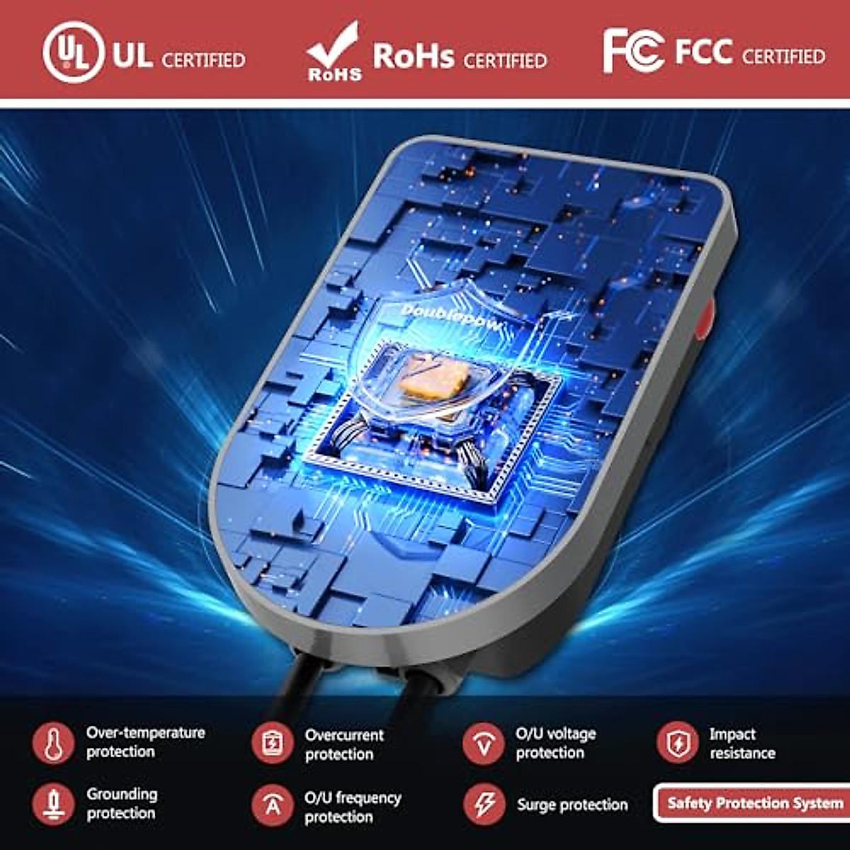 TopAutoGear EV Charger for Tesla & SAE J1772 Electric Cars - 48A Level 2, Bluetooth and WiFi App Control, 25FT Cable, NEMA14-50 Plug, Indoor/Outdoor Universal Fast Charging Station