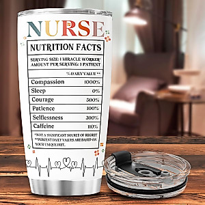 HUBUPU Nurse Gifts, Tumblers School Coffee Women Nursing Week For Nurses Cups, Nurse Quote Nutrition Facts, Tumbler 20 Oz With Lid And Straw