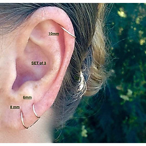 D.Bella 22G Small Nose Rings Hoops Surgical Steel Simple Half Hoop Nose Ring 8mm Nose Hoops Nose Nostril Piercing Hoop