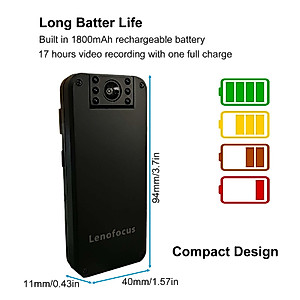 Mini Body Camera 1080P Small Video Cam 32GB Memory Card 17 Hours Recording Rotatable Camera Lens Night Vision Clip on Body Worn Cam Wearable Cameras for Home Outdoor Law Enforcement Security Guard