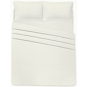 ZOYER Flannel Sheets Full Size Bed Set - Soft & Comfy Deep Pocket Cotton Flannel Bedding, Fitted Up to 16", Double Brushed Full Bed Sheets, 4 Pieces, White