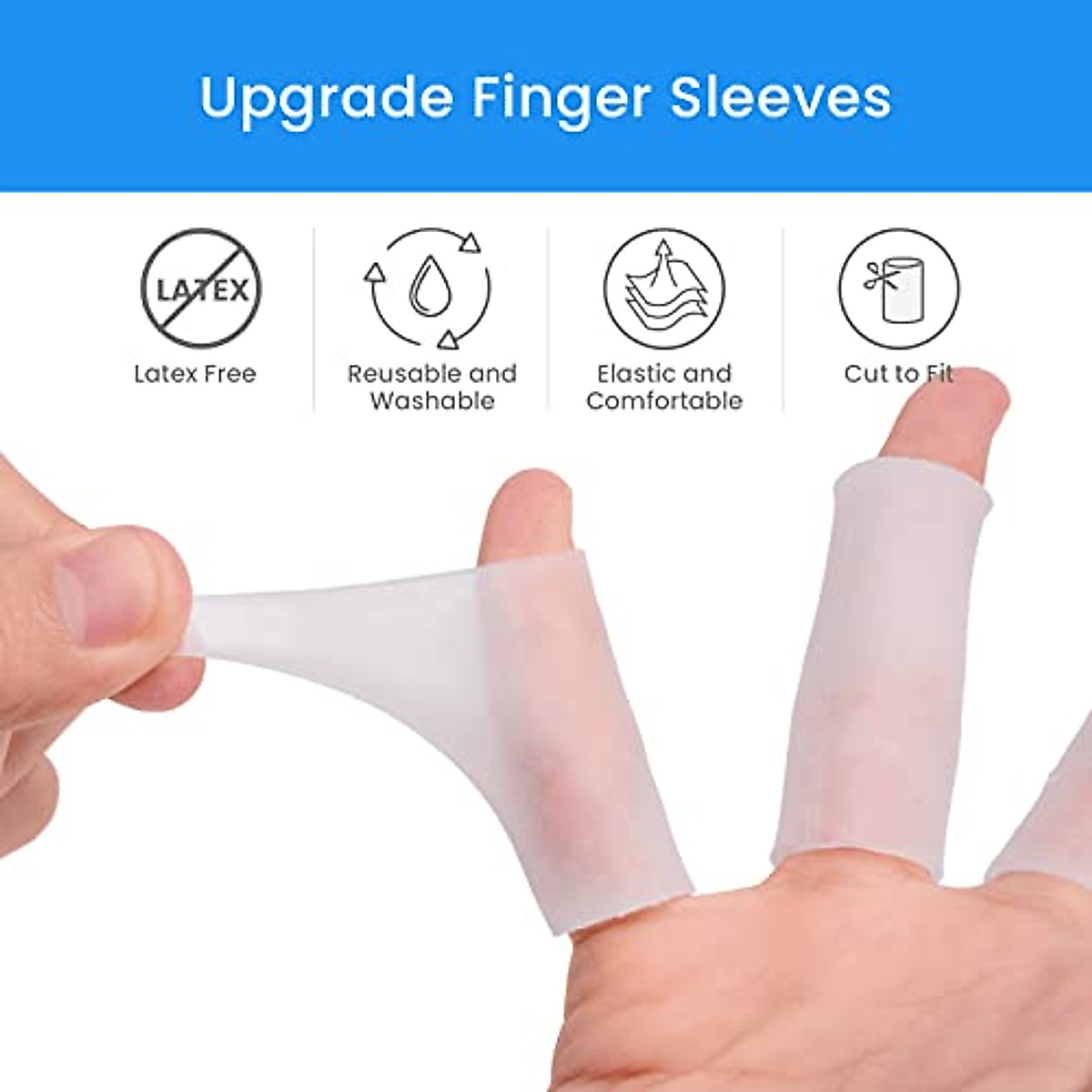 Kimihome 20 PCS Gel Finger Sleeve Protectors, Silicone Finger Sleeve Cushions and Protects, Provide Relief for Finger Cracking, Corns, Blisters and Calluses Protect.