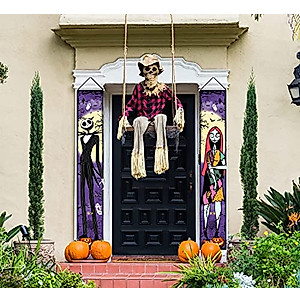 Jack Skellington Porch Sign Banner 2 Pcs 11.8×70.8" Halloween Nightmare Before Christmas Banner Halloween Party Supplies Welcome Sign Halloween Door Banner fall Decorations