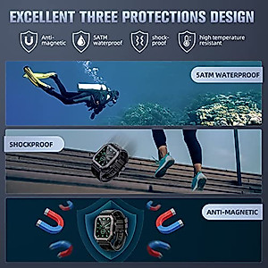 Sienfix Military Smart Watches for Men with Bluetooth Call(Answer/Dial Calls) Tactical Outdoor Sports100+ Smartwatch for Android and iPhone 5ATM Waterproof Watch with 1.8'' Big Screen Fitness Tracker