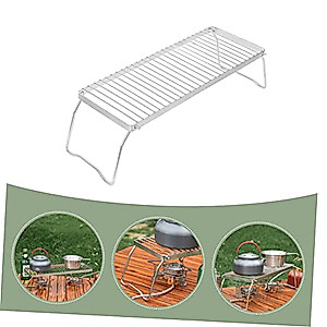 BESPORTBLE Burner Support Portable Camping Grill Grilling Sets for Outdoor Grill Griddle for Gas Grill Over Fire Cooking Grate Charcoal Grill Grate Bbq Grill Grate Outdoor Supply Stove Silver