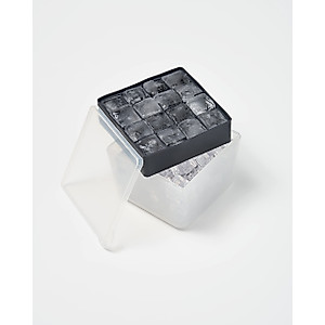 W&P Mini Ice Box Silicone Ice Cube Tray with Lid & Bin, Holds 48 Cubes, Easy Release, Space-Saving Stackable Design, Dishwasher Safe, Charcoal