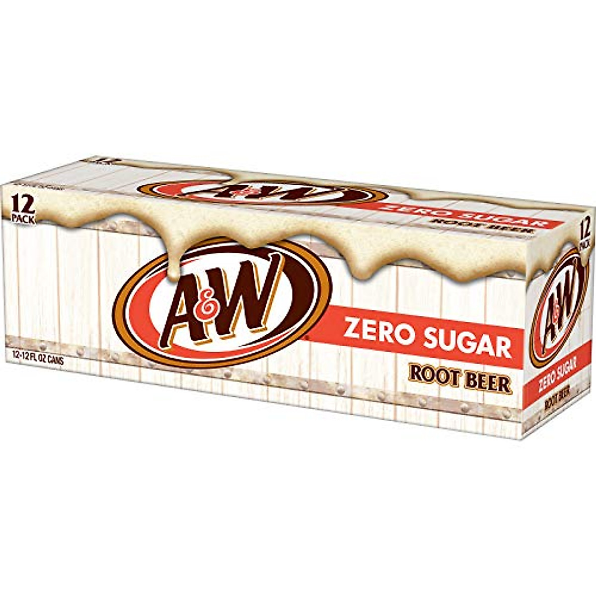 A&W Zero Sugar Root Beer Soda, 12 fl oz cans (Pack of 12)