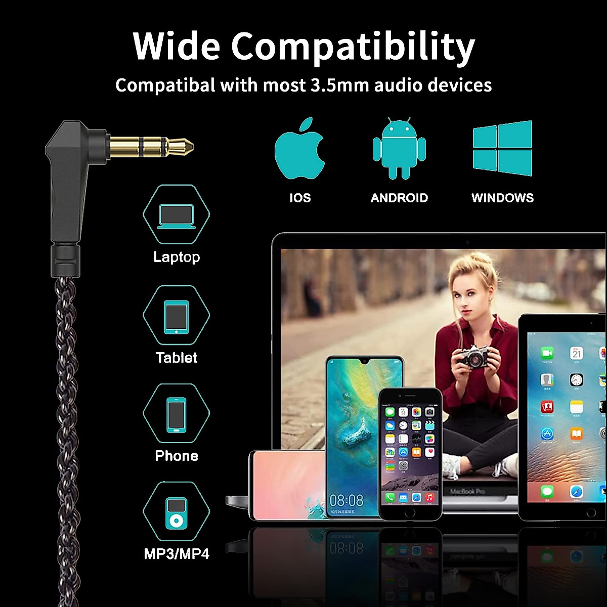 CCZ Warrior Stage in Ears Monitors Wired Earbuds with 3BA 1DD Hybrid Drivers, Noise Isolating in Ear Earphones Headphones with High Fidelity Clear Sound for Singer, Studio, Live Band, Gaming, Chatting