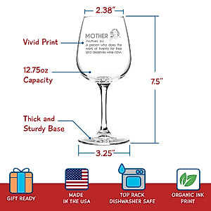 Mother Definition Funny Mom Wine Glass Gifts for Women- Premium Birthday Gift for Her, Best Friend- Unique Present Idea