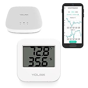 Smart Wireless Temperature Sensor/Humidity Sensor Wide Range (-22 to 158 Degrees) for Freezer Fridge Monitoring Pet Cage/Tank Monitoring, Smartphone Alerts, Compatible with Alexa IFTTT - Hub Included