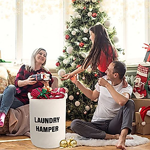 Laundry Basket 2 Pack Waterproof Collapsible Laundry Baskets Freestanding Canvas Fabric Dirty Clothes Hamper Home Bedroom College Dorms (Black Letter) 63L