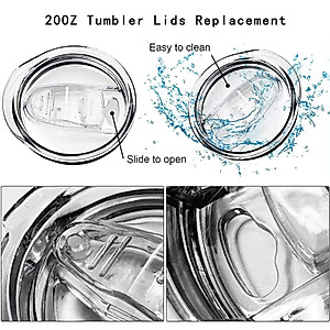 20 oz Tumbler Lids Replacement, Skinny Tumbler Lid Replacement Tumbler Cup Lids for Tumblers Spill Proof, Compatible with Yeti Rambler and More Tumbler Cups (10 Pack) (Black or clear - Assorted)