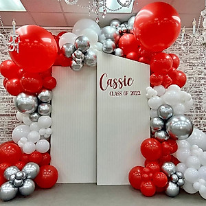 Red and White Balloon Arch Kit, Red and White Balloon Garland Kit, Red and White Latex Balloons Different Sizes 18/12/10/5 inch for Bridal Shower Engagement Anniversary Bachelorette Party Decorations