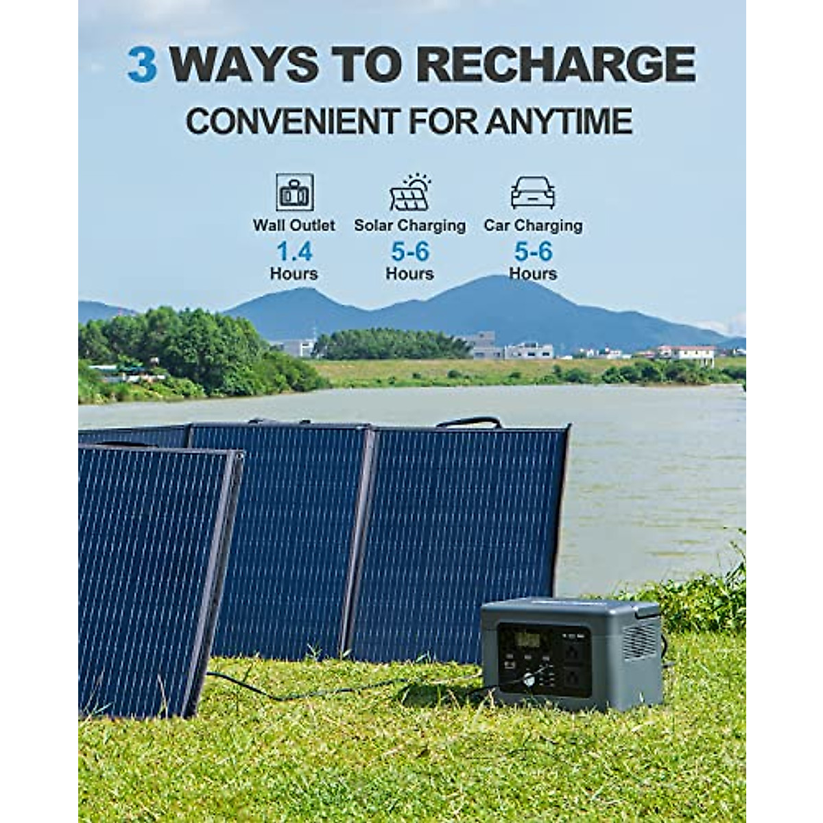 Portable Power Station, 614Wh LiFePO4 Battery Pack with 110V/700W AC Outlet (Solar Panel Not Included), Recharge 0-80% Within 1 Hour, Outdoor Solar Generator for CPAP, Camping