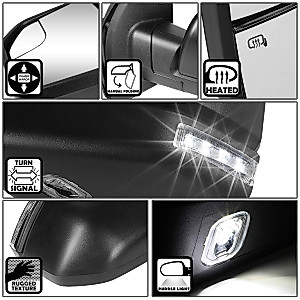 DNA Motoring TWM-058-OE-T888-BK-CL-L Powered+Heated+LED Signal Puddle Light Factory Style Side Mirror Left Compatible With 15-18 F-150 with 22-Pin Plug