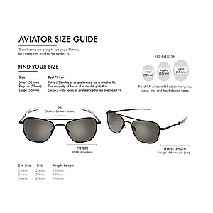 Randolph USA | Matte Black Classic Aviator Sunglasses for Men or Women 100% UV