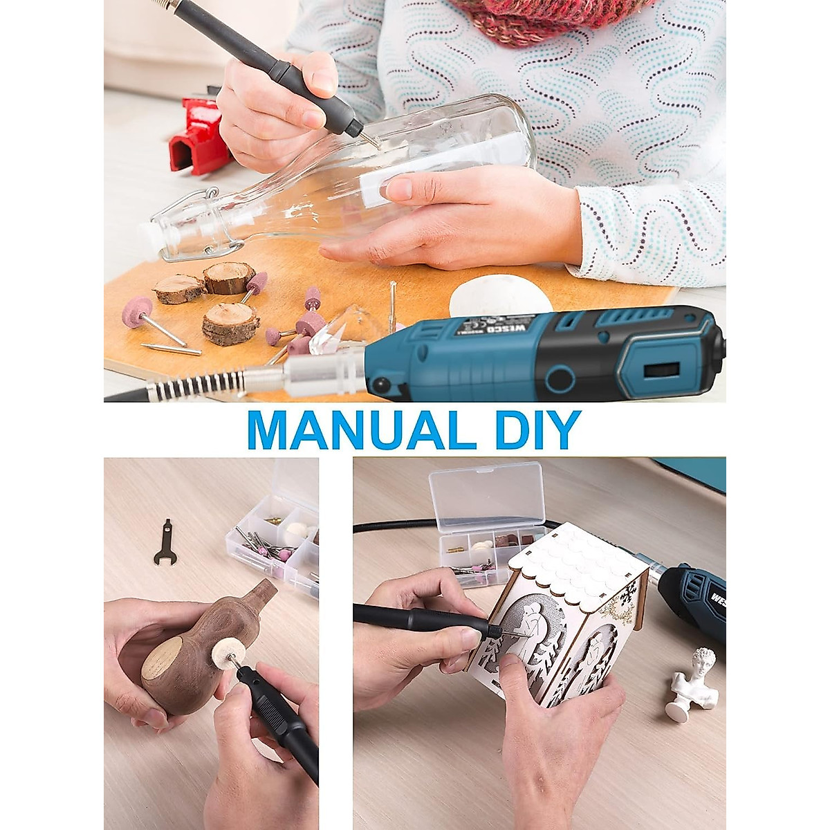 160W Rotary Tool Kit, Corded Multi-Tool with Flexible Shaft, 82 Accessories, 7 Variable Speeds 35000RPM Max for Sanding, Polishing, Drilling,Carving, Engraving, Cutting, DIY Crafts