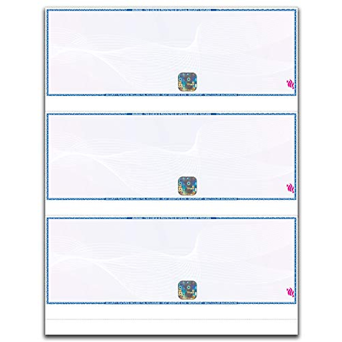 EZ Checks 3 Checks Per Page Hologram High Security Laser Check Stock | 150 Sheets/450 Checks | Blue/Maroon