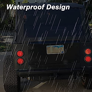 4Pcs 4 Inch Round Led Trailer Tail Lights Red 24 LED Waterproof 4" Brake Stop Turn Tail Marker Trailer Lights Sealed Flush Mount for Truck Trailer RV Boat Jeep UTE UTV 12V Grommet and Plug Included