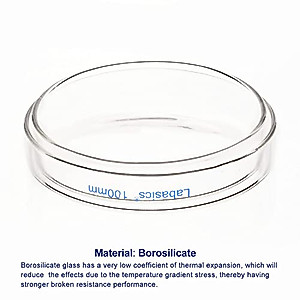 Labasics 10pk Glass Petri Dishes, 100x20 mm Autoclavable Borosilicate Glass Cell Culture Dishes Petri Dishes with Clear Lid for Laboratory