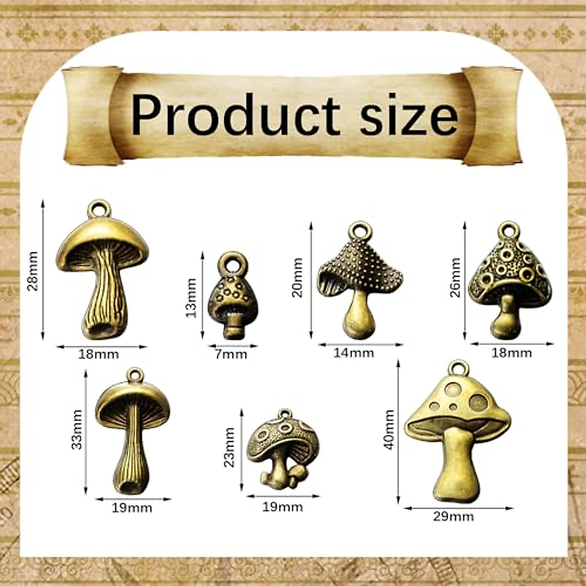 Huquary 140 Pcs Mushrooms Charms Bulk Alloy Mushroom Charms Pendants Antique Style Plant Small Cute Jewelry Findings for DIY Necklace Earrings Bracelet Making Craft Supplies(Bronze)