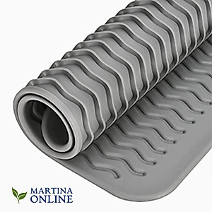 Martina Online Large 12¨x 16¨ Silicone Dish Drying Mat, kitchen, Elegant gray , Easy Clean Sink Mat Large Heat-resistant Dish Drainer Mat for Kitchen Counter, Sink