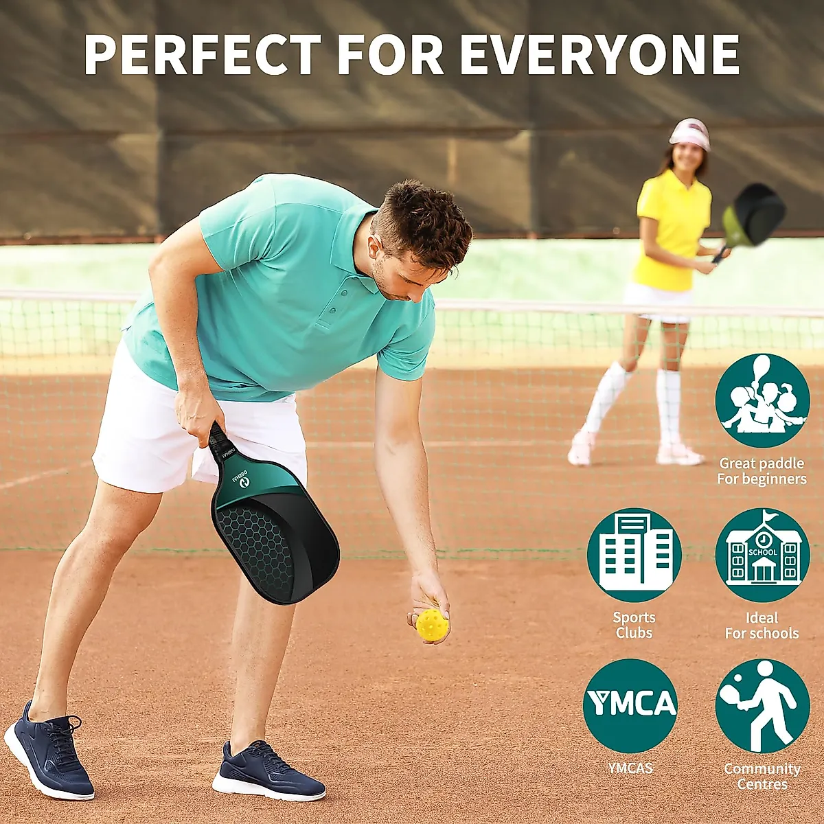 DeeHai Pickleball Paddles 4 Pack- Premium Rackets Fiber Face & Polymer Honeycomb Core Pickleball Set Includes Pickleball Paddles + Pickleball Balls + 1 Bag