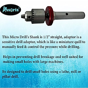 Micro Fine Drill Mill Adaptor Miniature Quill 1/2" Shank- WITH JT0 Taper to Mount Drill Chuck-Manual Feed Control-Avoids Drill Breakag