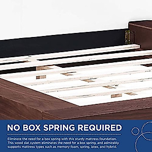 Modway Freja Faux Leather Upholstered Platform Queen Size Bed and 2 Nightstands in Walnut White