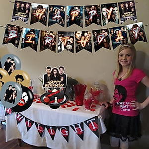 The Twilight Saga Party Decorations,Birthday Party Supplies for The Twilight Saga Party Supplies Includes Banner - Cake Topper - 12 Cupcake Toppers - 18 Balloons