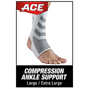 ACE Brand Compression Ankle Support, Large/Extra Large, Gray, 1/Pack