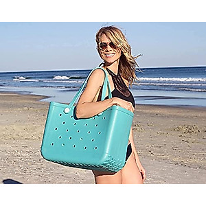 Oversized Rubber Beach Bags Waterproof Sandproof Outdoor EVA Portable Travel Bags Washable Tote Bag For Beach,Sports,Market (Khaki,Large)