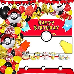 Cartoon Ball Birthday Party Supplies 117 Pcs Party Decorations Includes Pennants, Backdrops, Table Cloths, Foil Balloons, Latex Balloons in Different Colors, Suitable for Cartoon Theme Birthday Decoration