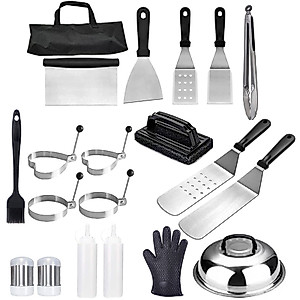 SEFAX Portable Grilling Utensil Kit, BBQ Tools Set, Grill Accessories, 20PCS Stainless Steel Grilling Kit, Suitable for Travel, Picnics, RVs, Camping, BBQs, Parties