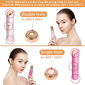 Facial Hair Remover Replacement Heads 4 Count, Compatible with Finishing Touch Flawless Facial Hair Removal Tool, Double Halo Second Generation